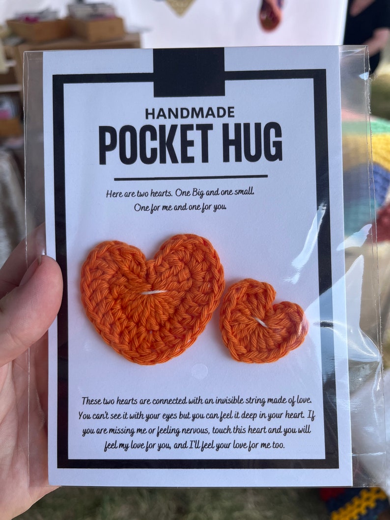 Crochet Pocket Hug Hearts, Invisible String Gift, 100% Cotton - Etsy ...