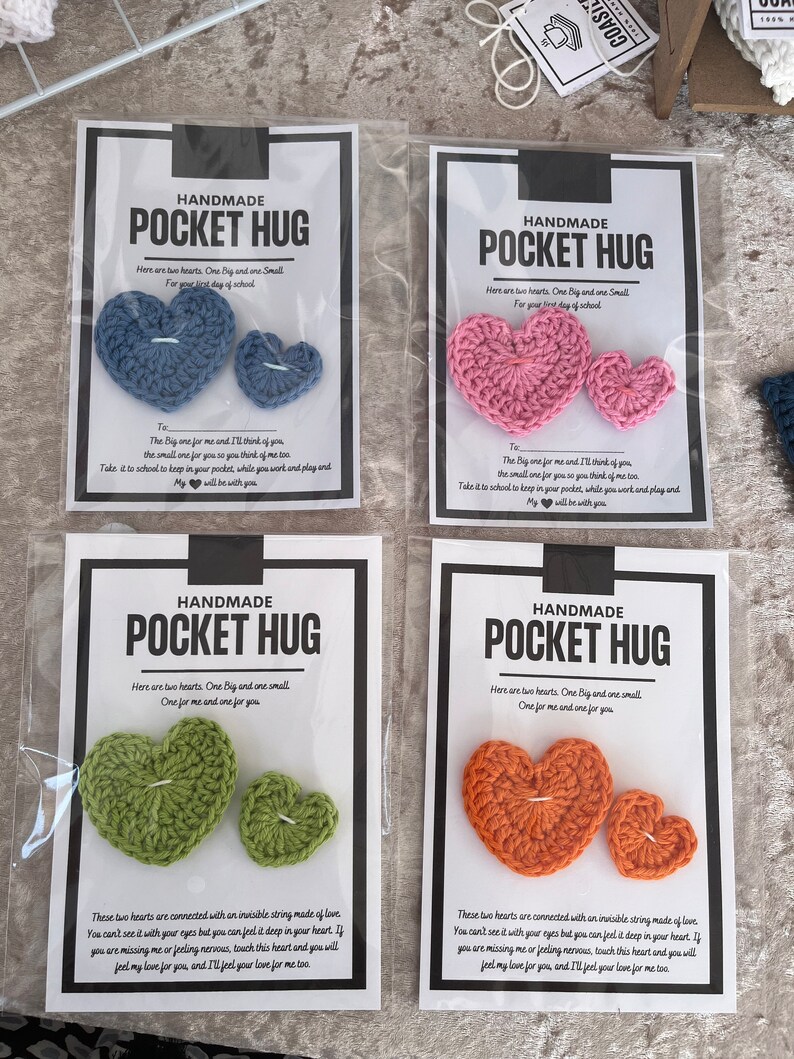 Crochet Pocket Hug Hearts, Invisible String Gift, 100% Cotton - Etsy ...