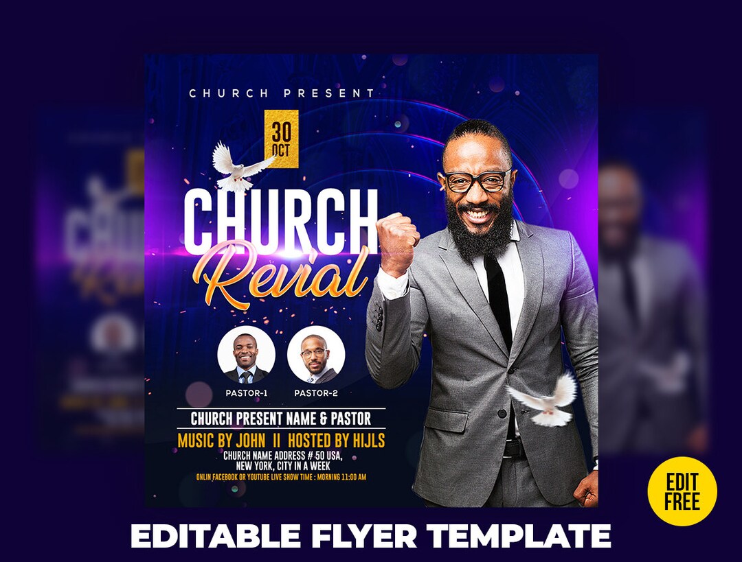 Church Flyer Template, DIY Church Conference Flyer, Church Service ...