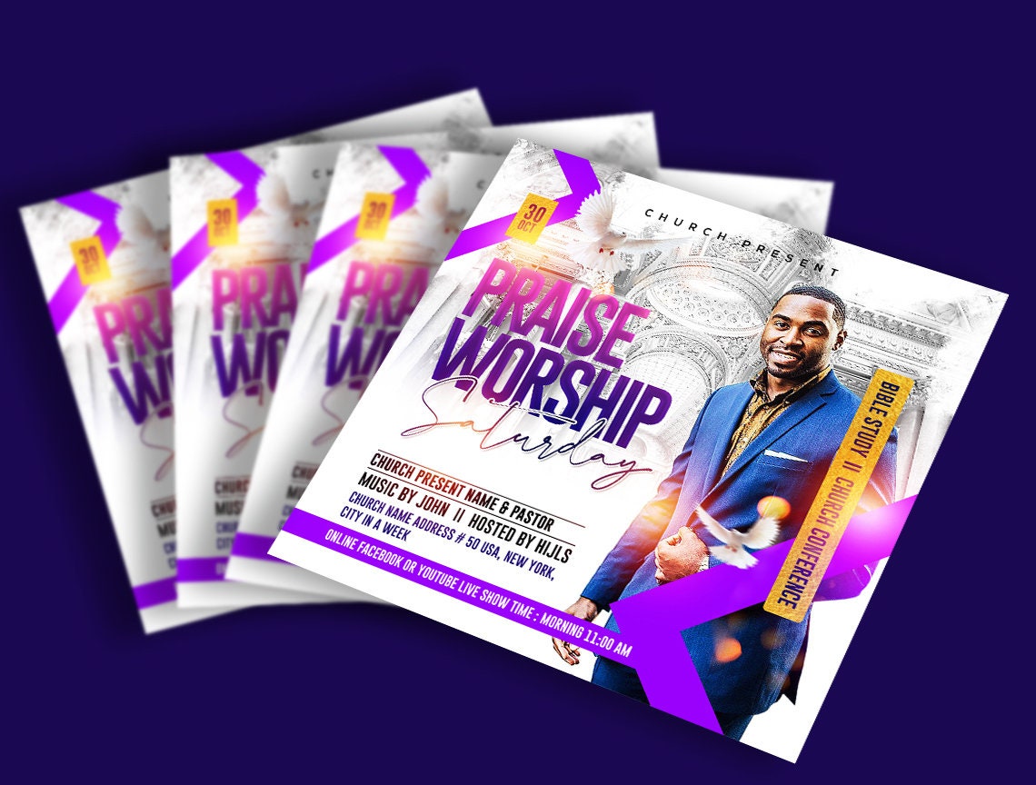 Church Flyer Template , DIY Church Conference Flyer, Church Service ...