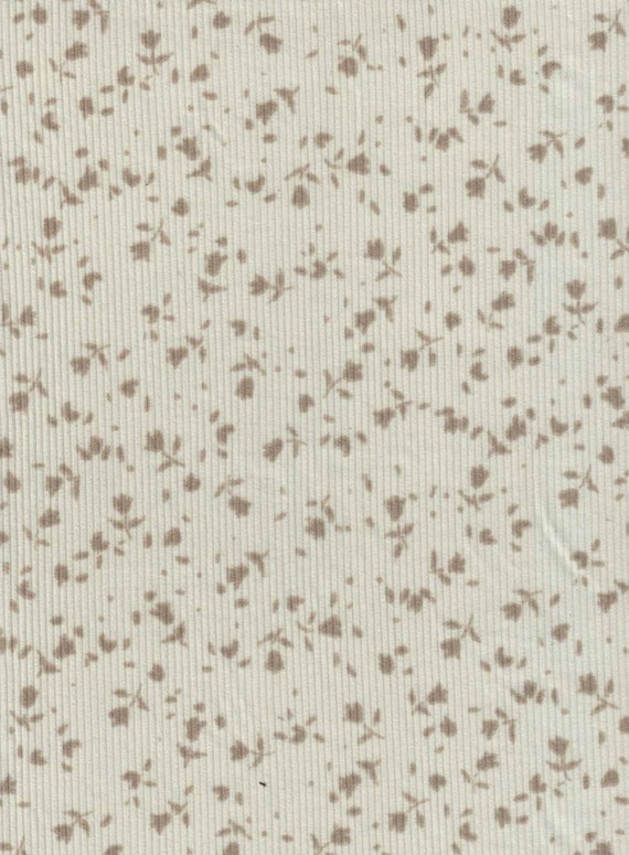 Beige Ditsy Floral Rib Knit Fabric Ribbed Knit Fabric Sew - Etsy