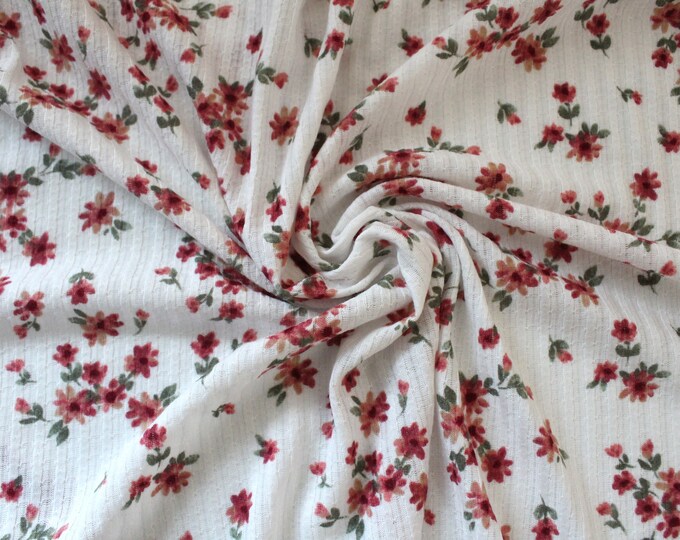 Floral Pointelle Rib Knit Fabric by the Yard Pointelle Fabric for ...