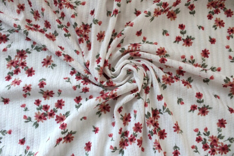 Floral Pointelle Rib Knit Fabric by the Yard Pointelle Fabric - Etsy
