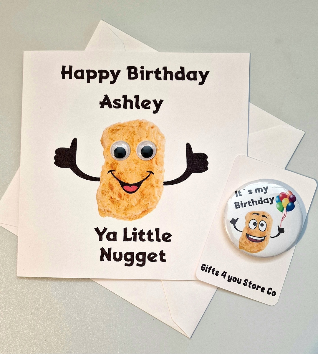 Nugget Card With Free Badge. Happy Birthday Ya Little Nugget. Googly ...