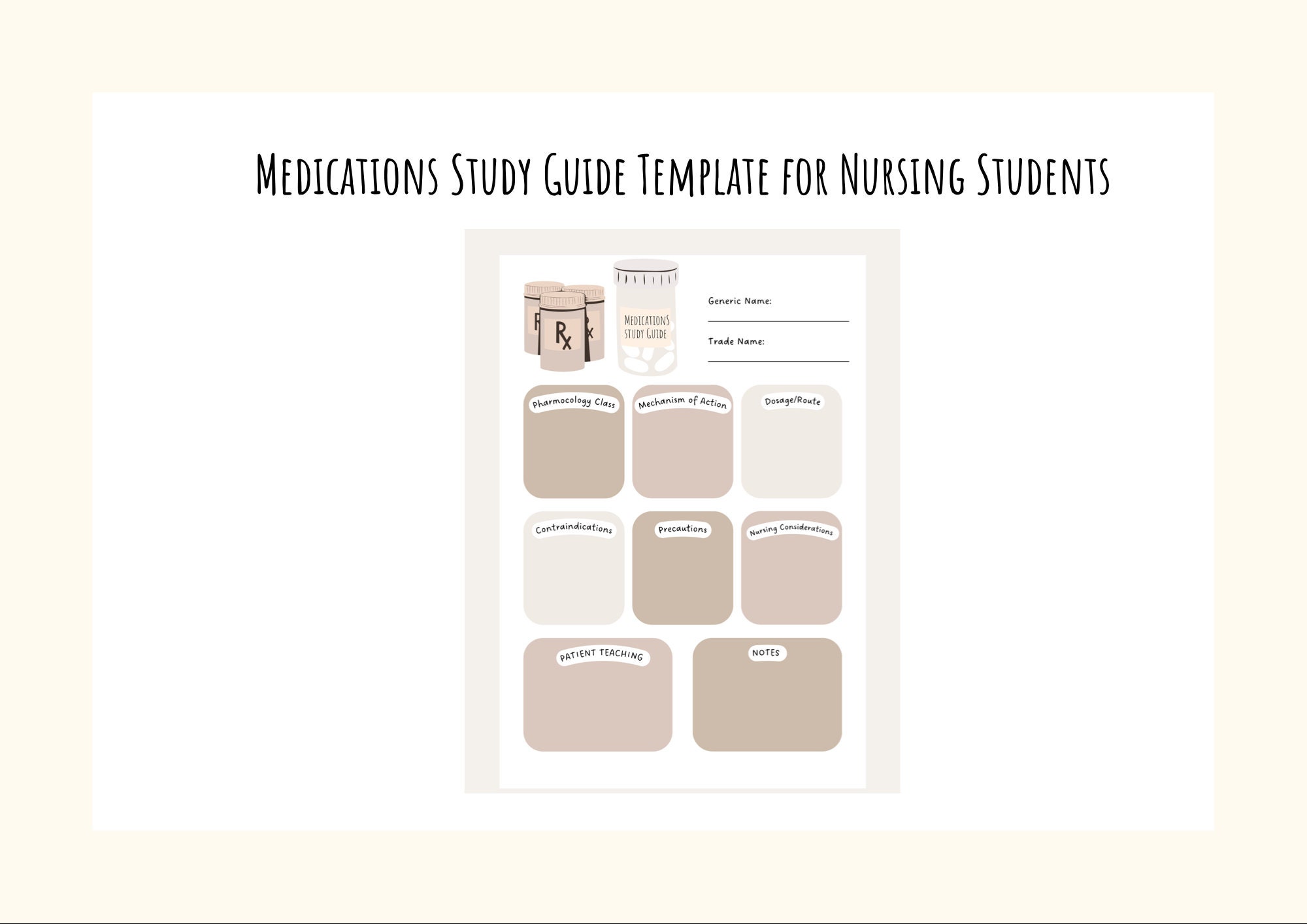 Medications Study Guide Template - Etsy