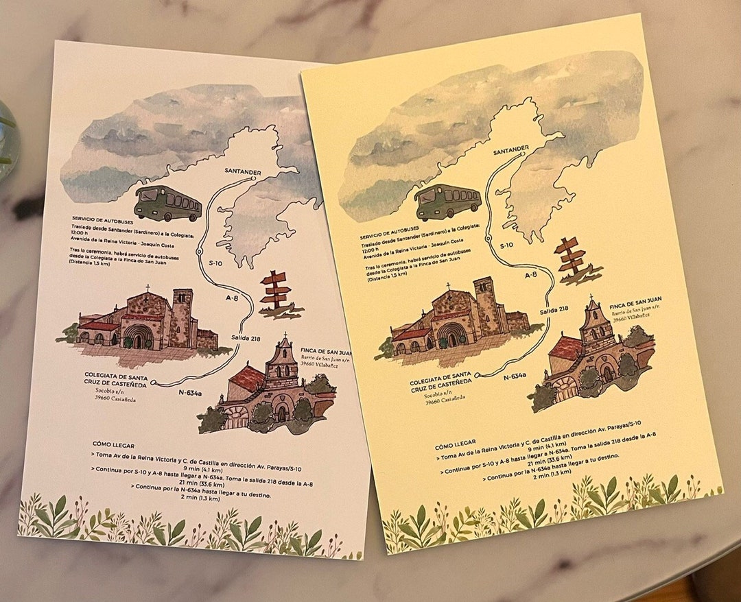 Customized Watercolor Wedding Map, Mapa De Boda Personalizado, Venue ...