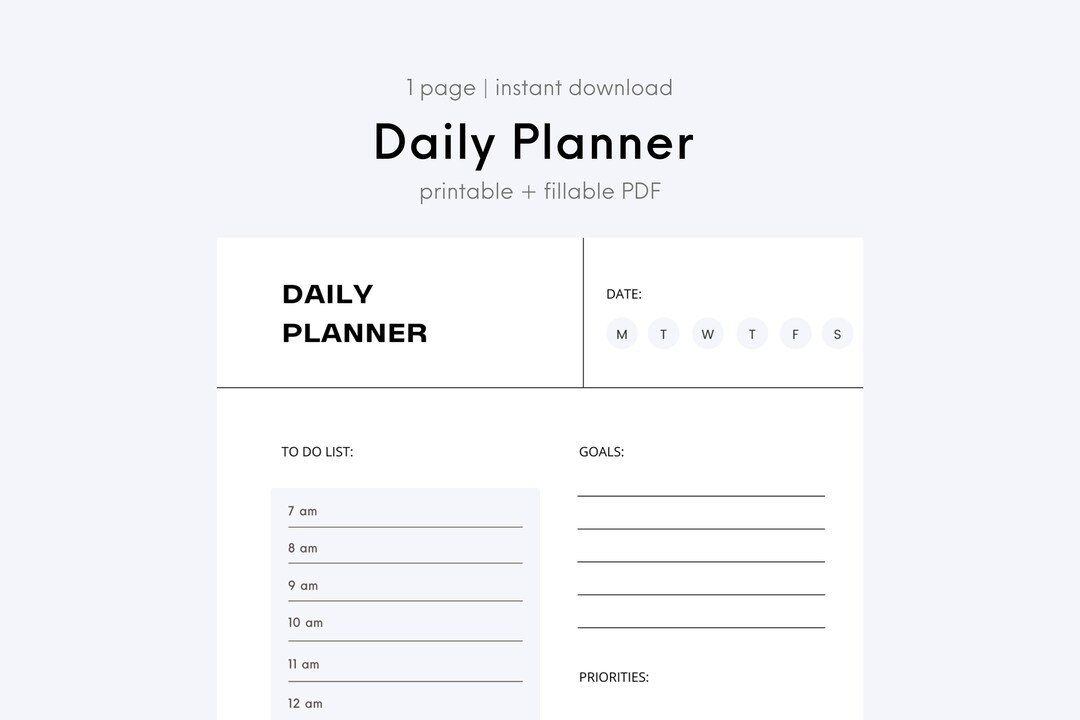 Fillable Daily Planner Printable Daily to Do List - Etsy Ireland