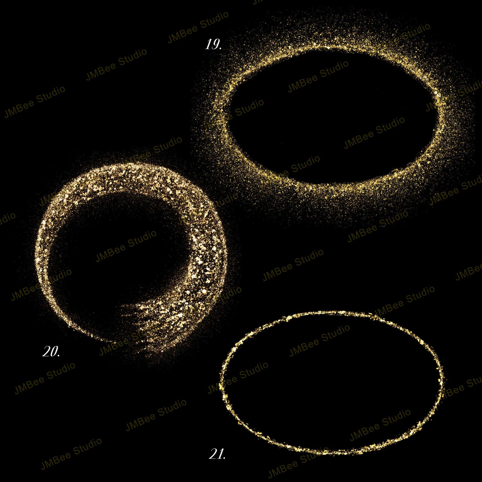 Gold Glitter Circle Clipart: 21 PNG Frame Overlays (digital Download ...