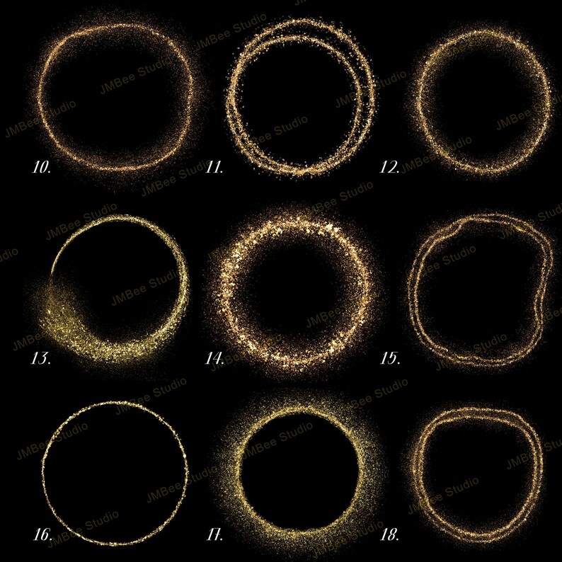 Gold Glitter Round Clipart PNG Circle Borders Glitter Bling Frame ...