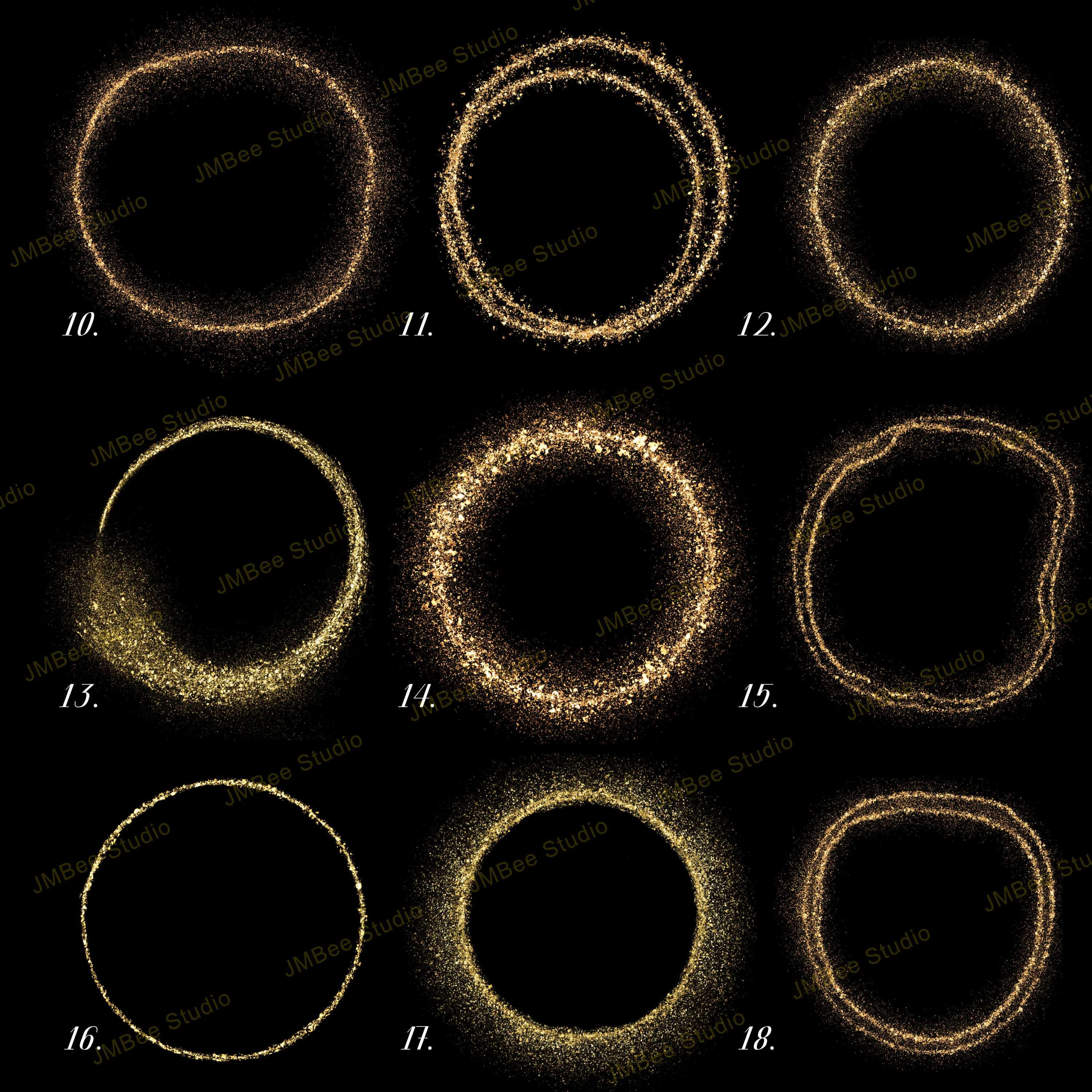 Gold Glitter Circle Clipart: 21 PNG Frame Overlays (digital Download ...