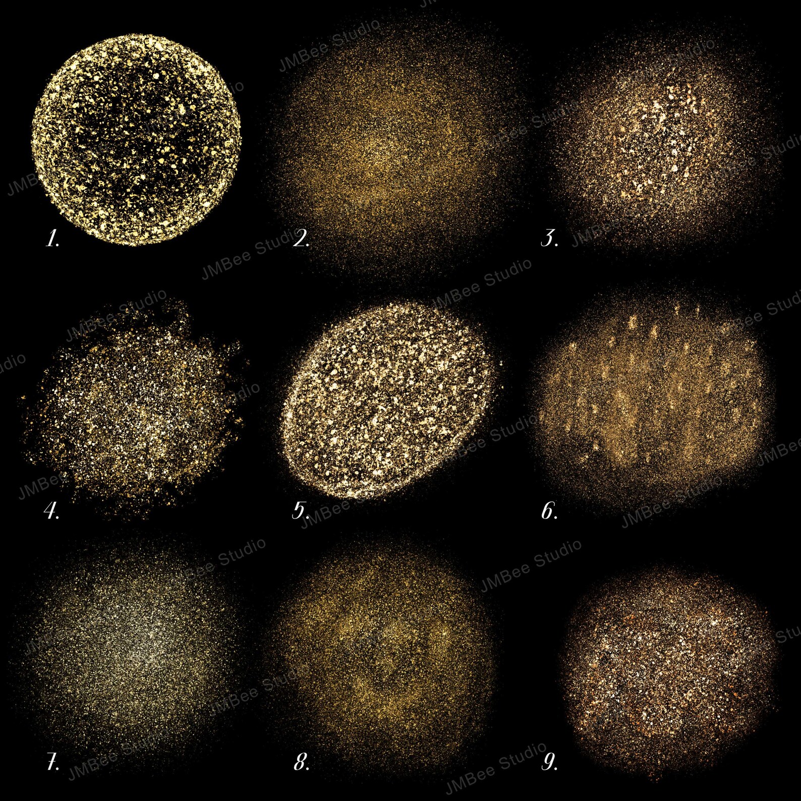 Gold Glitter Circle Clipart: 21 PNG Frame Overlays (digital Download ...