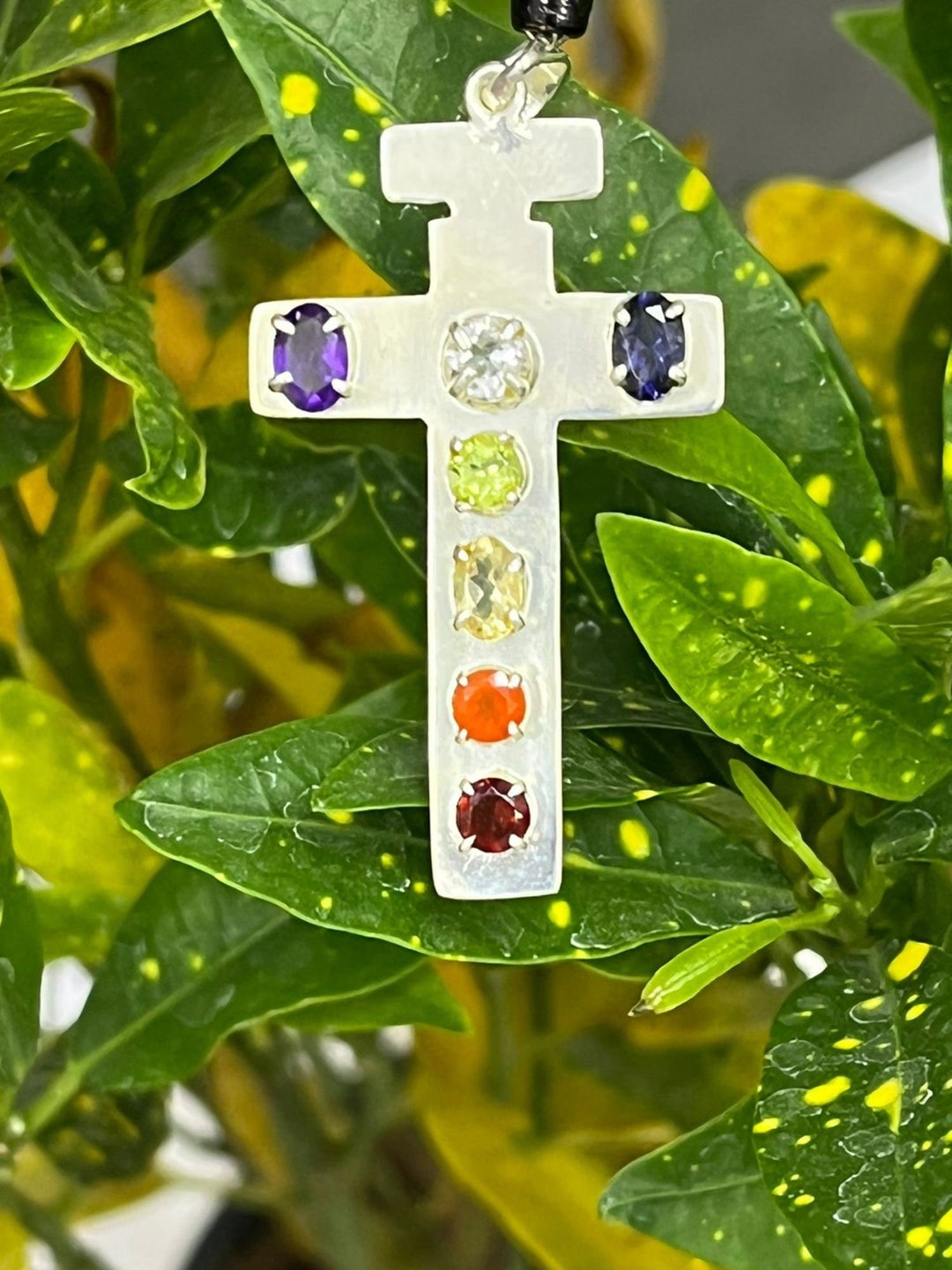 MULTI Gemstone Multi Colour Cross Pendant, Handmade Pandant,925 ...