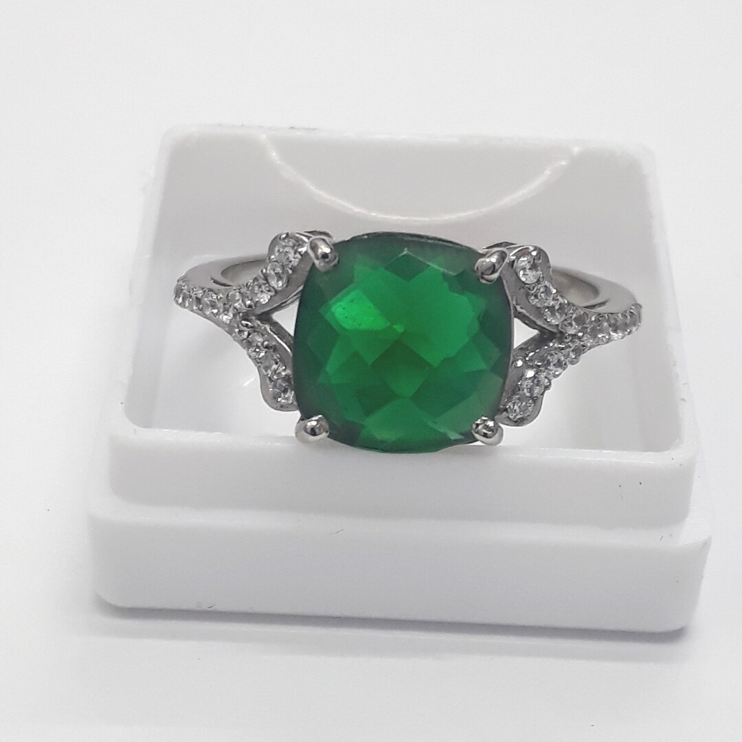 Emerald Gemstone Green Colour Ring, Handmade Ring,925 Starling Silver ...