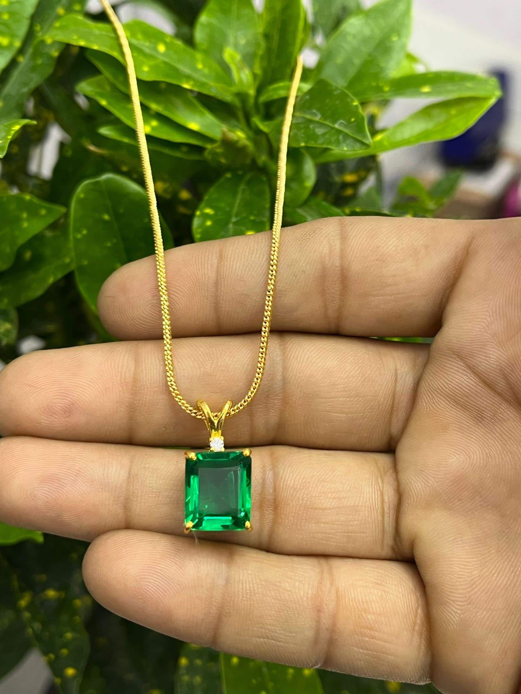 Emerald Colour Gemstone Green Colour Pendant, Handmade Pandant,925 ...