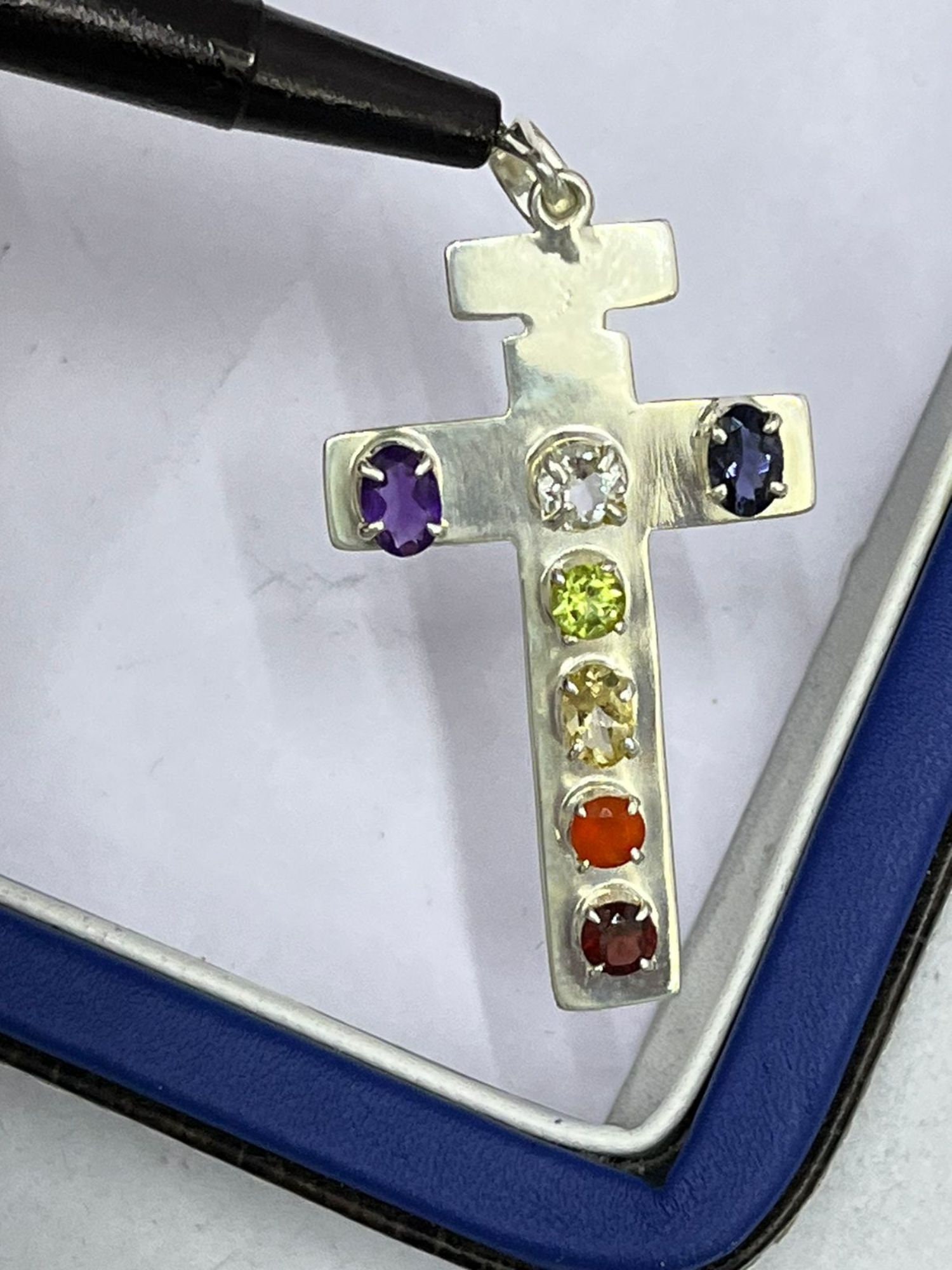 MULTI Gemstone Multi Colour Cross Pendant, Handmade Pandant,925 ...