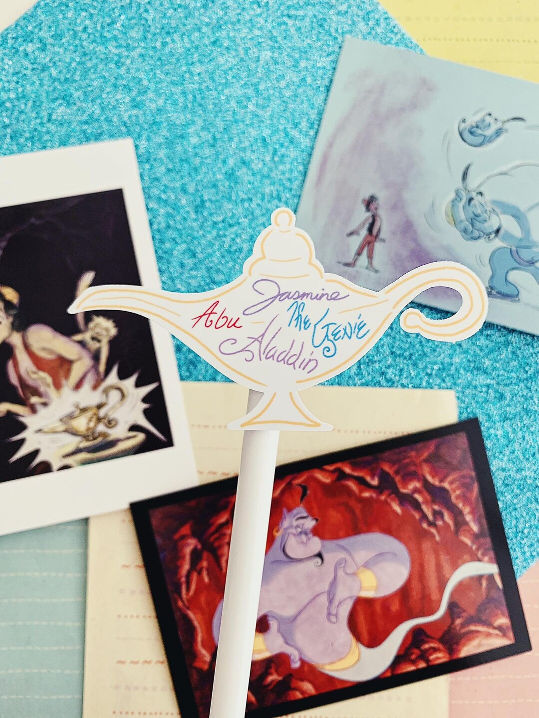 Aladdin and Friends Autograph Genie Lamp Sticker/princess Jasmine/abu ...