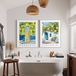 Lemon Print Wall Art, Santorini Print, Greek Travel Wall Art, Kitchen ...