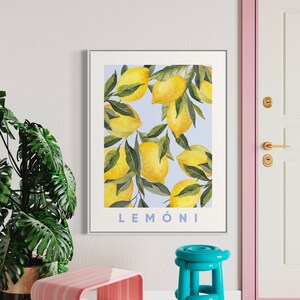 Lemon Print Wall Art, Santorini Print, Greek Travel Wall Art, Kitchen ...