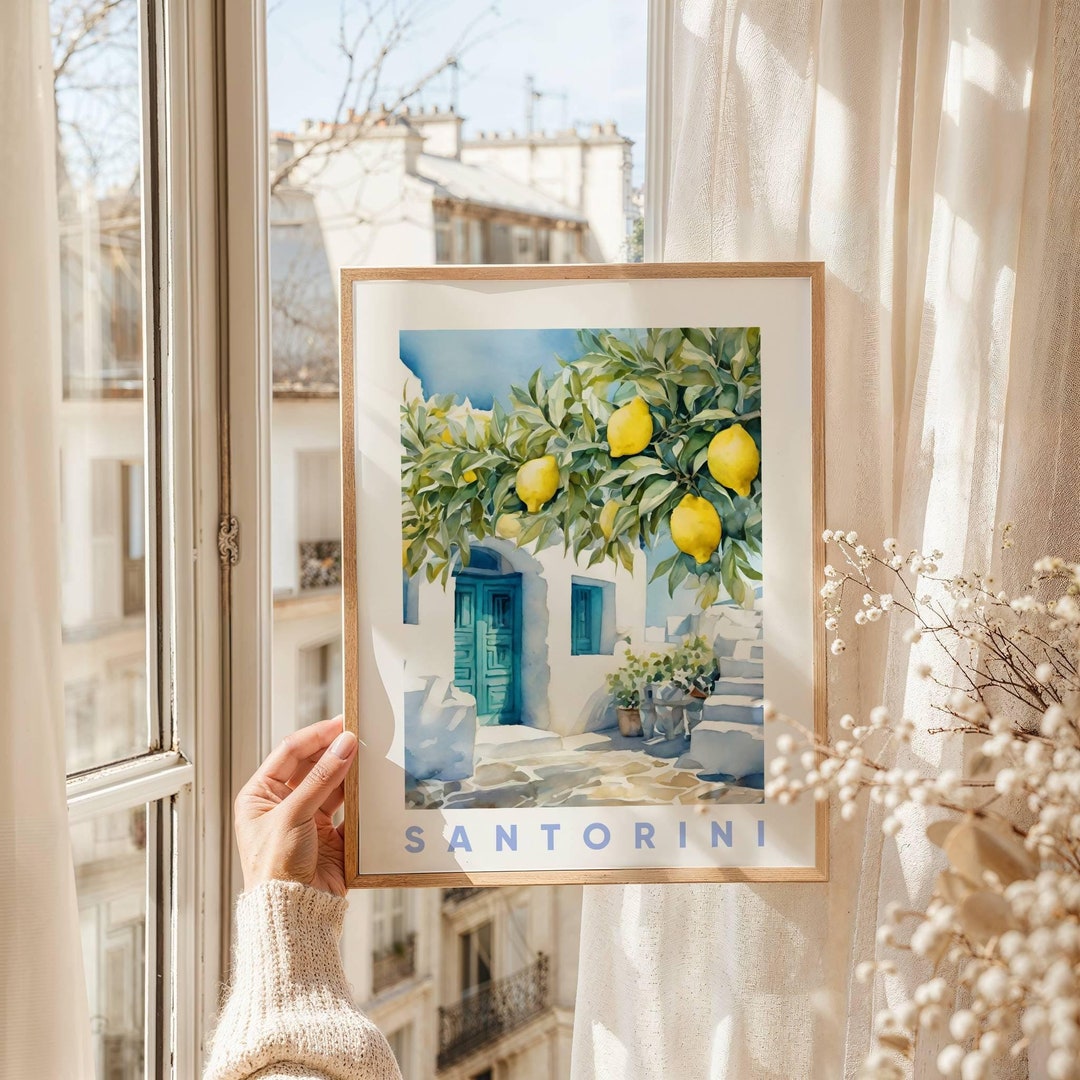 Santorini Lemon Tree Print, Greek Kitchen Wall Art (digital Download ...