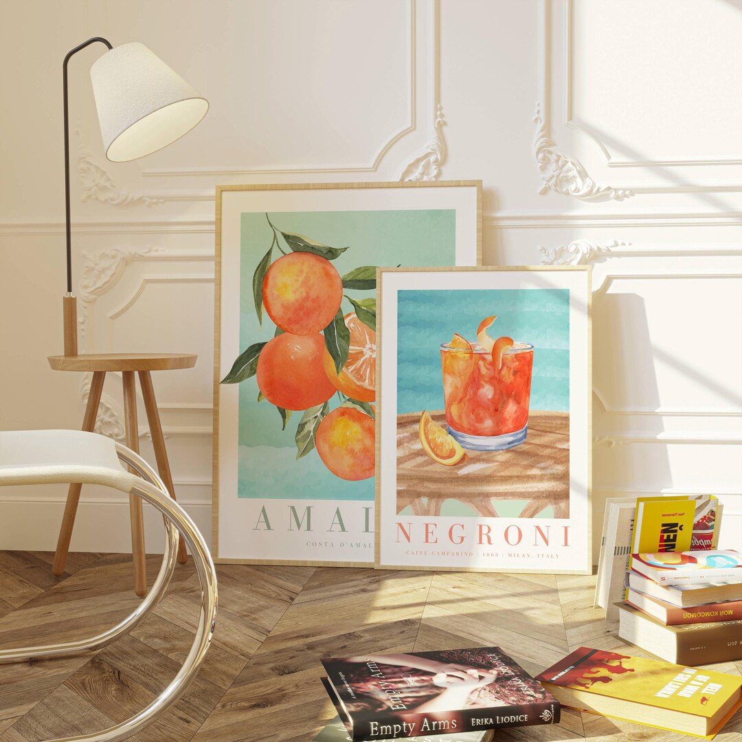 Negroni Cocktail Print Set, Italy Bar Cart Wall Art (digital Download ...