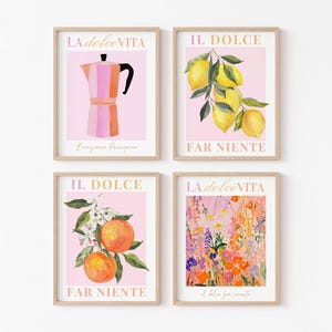 Italy Poster 6 Set, Lemon Poster, Espresso Print, Amalfi Coast La Dolce ...