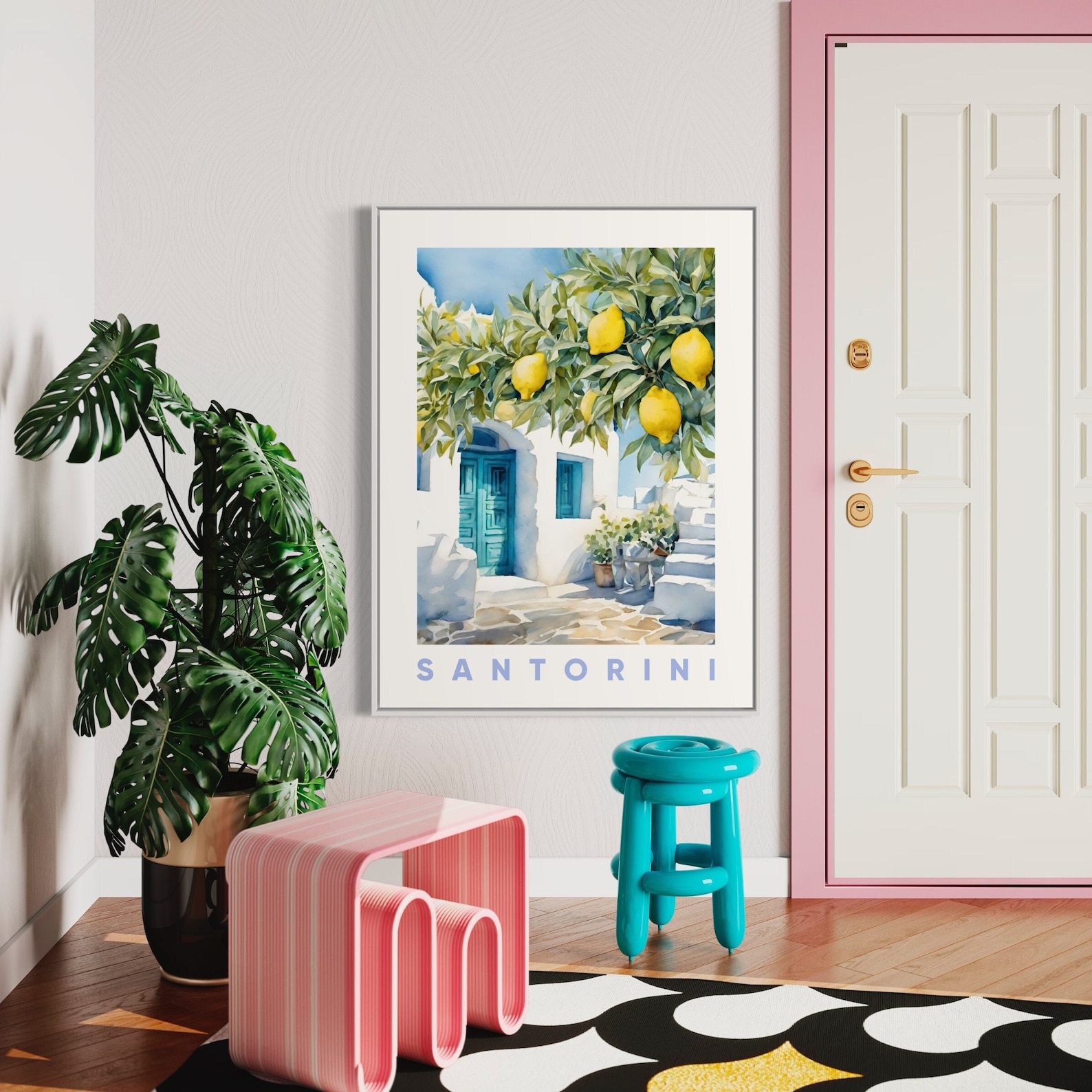 Lemon Print Wall Art, Santorini Print, Greek Travel Wall Art, Kitchen ...