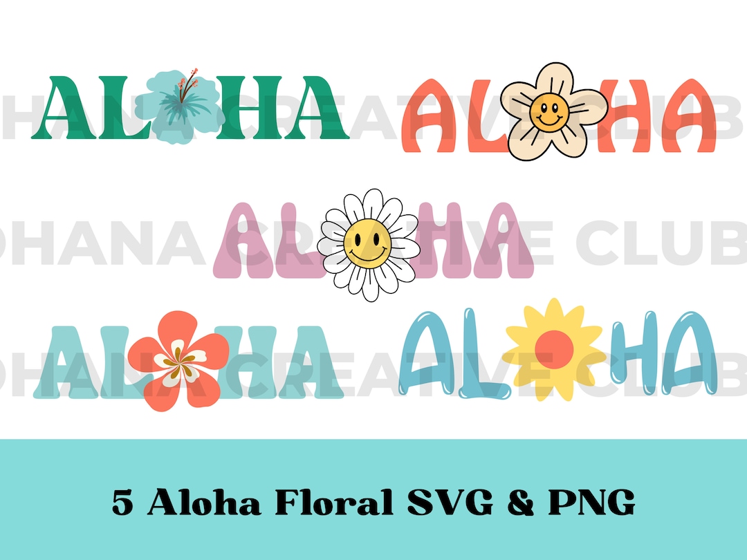 Aloha Svg Bundle 5 Aloha Floral Design Summer SVG Digital Download - Etsy