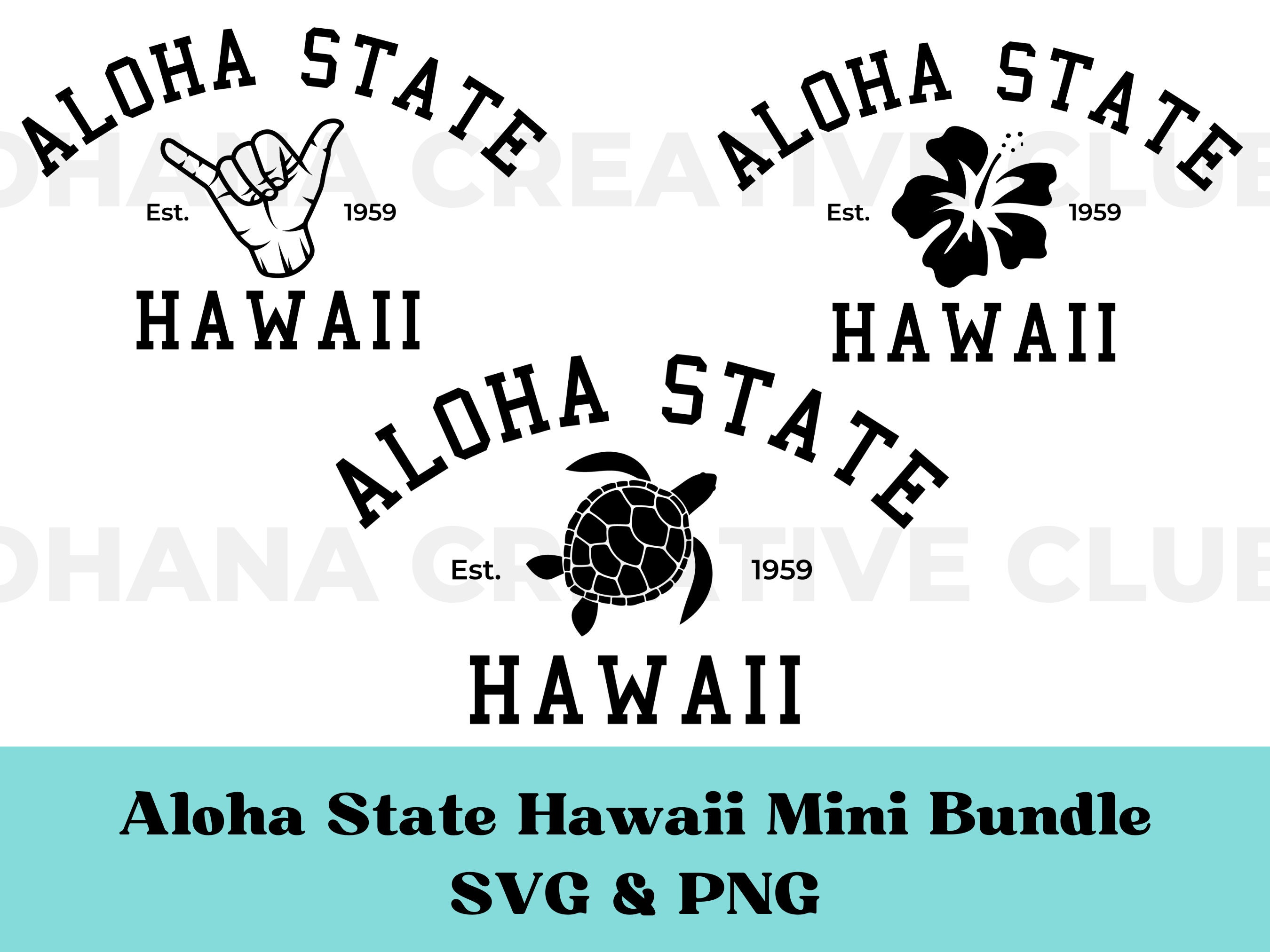 Aloha State Hawaii SVG Bundle | 3 Aloha State With Shaka, Turtle and ...
