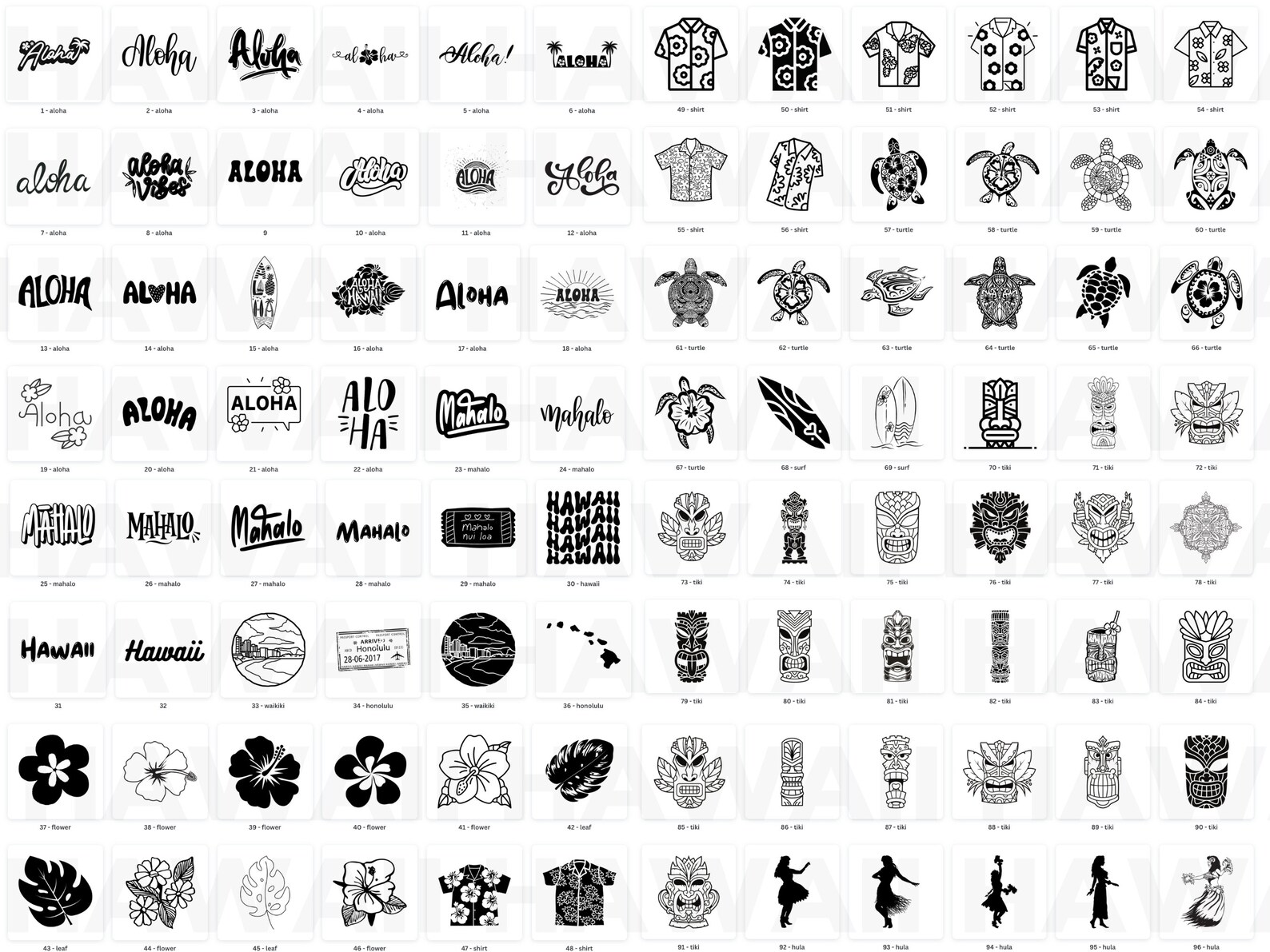 Hawaii SVG Bundle | Aloha Svg | Shaka Svg | Hula Svg | Tiki Svg ...