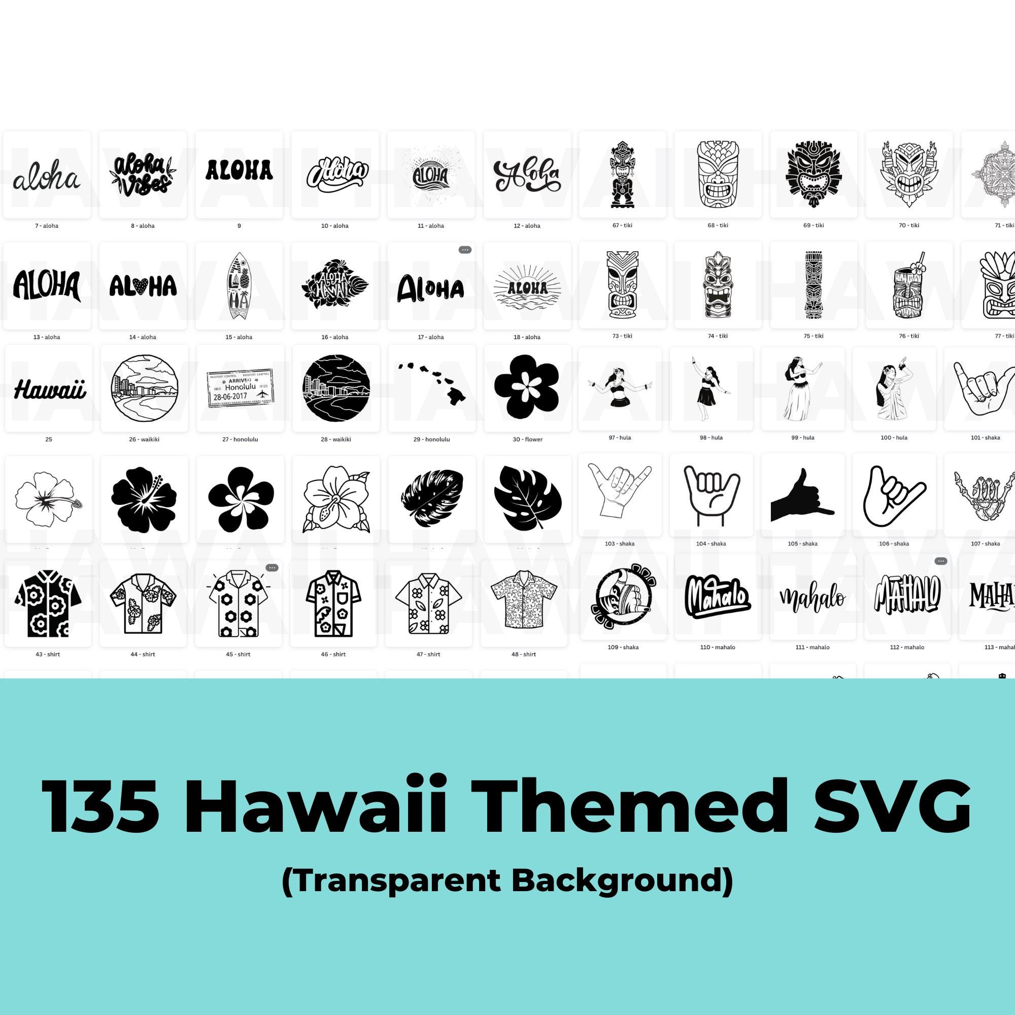 Hawaii SVG Bundle | Aloha Svg | Shaka Svg | Hula Svg | Tiki Svg ...