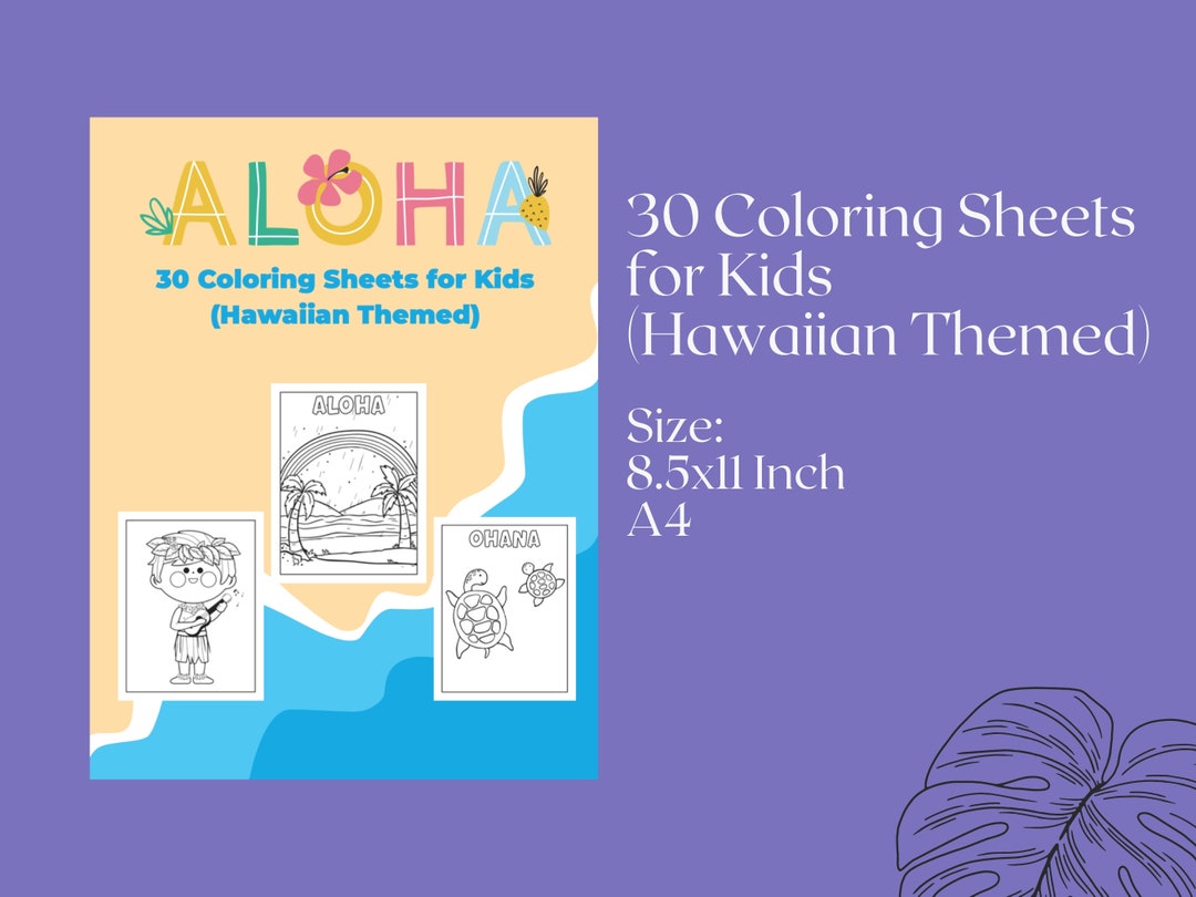 Coloring Sheets for Kids 30 Pages Hawaii Beach Themed - Etsy