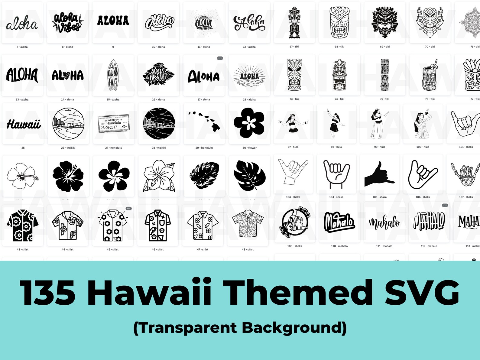 Hawaii SVG Bundle | Aloha Svg | Shaka Svg | Hula Svg | Tiki Svg ...