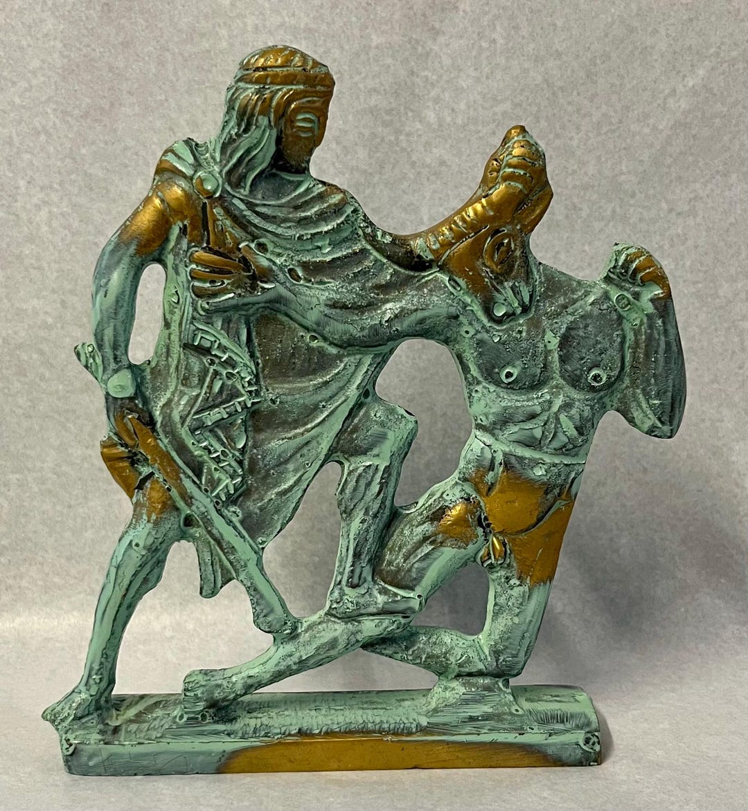 Vintage Bronze Figure, Theseus Slaying the Minotaur, Greek Mythology ...