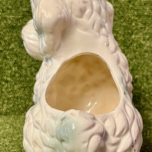 Cute Kitsch 1950's White Pottery Poodle Planter, Cute Expression, Gift ...
