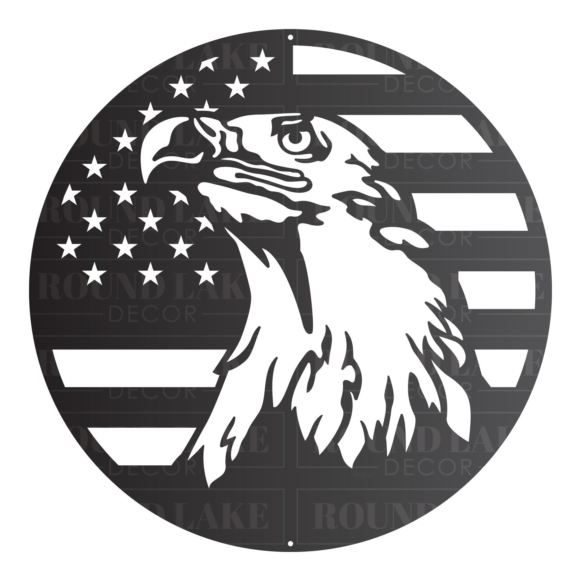Patriotic Bald Eagle American Flag Metal Art, Stars and Stripes Wall ...