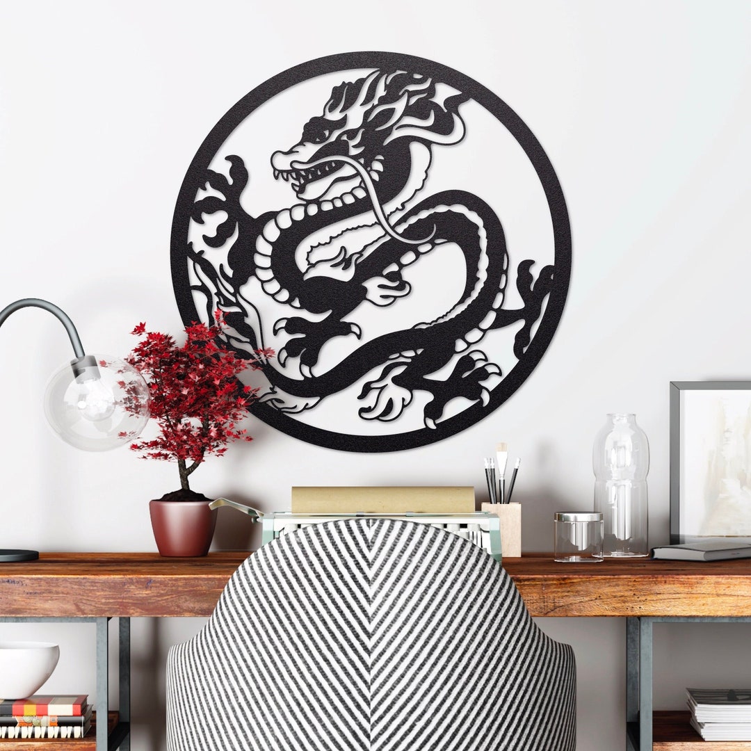 Metal Dragon Wall Art, Mythical Dragon Home Décor, Asian Dragon Unique ...