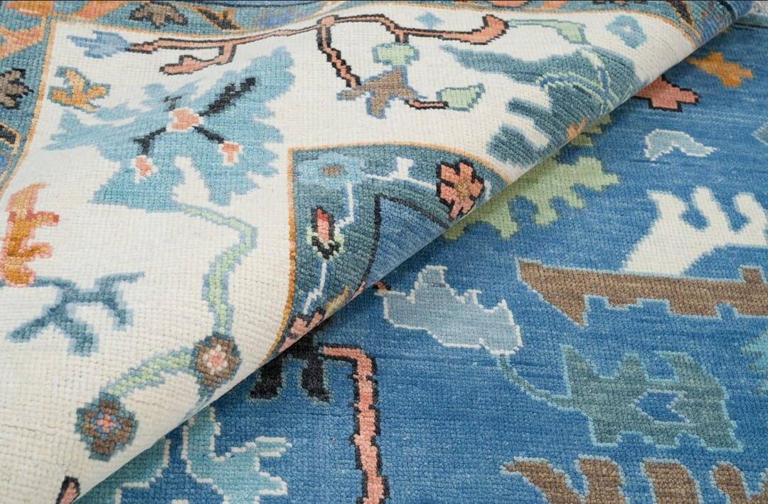 Buy Hand Knotted Beige L Blue Oushak Rugs Contemporary Modern Area Rugs ...