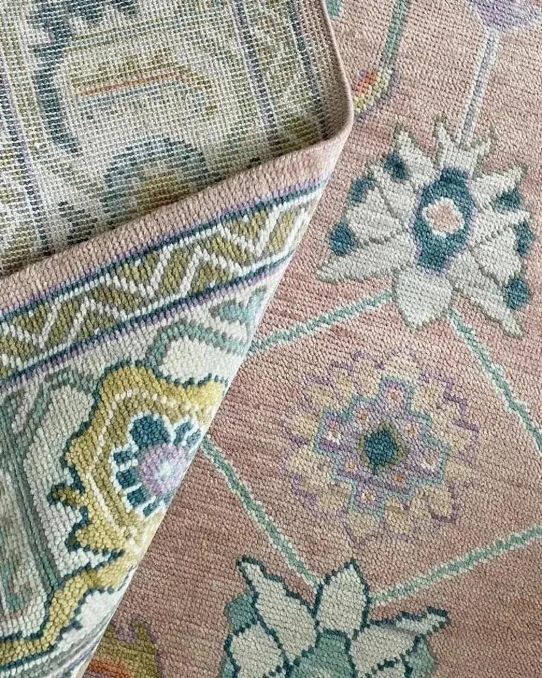 Hand Knotted Pink Beige Oushak Rugs Contemporary Modern Area Rugs ...