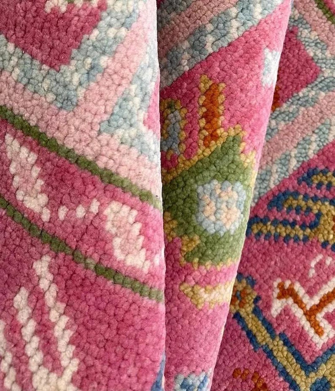 Hand Knotted Pink Oushak Rugs, Contemporary Modern Area Rugs, Grey ...