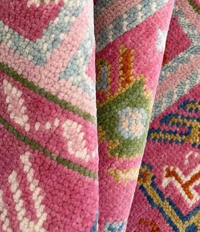 Hand Knotted Pink Oushak Rugs, Contemporary Modern Area Rugs, Grey ...