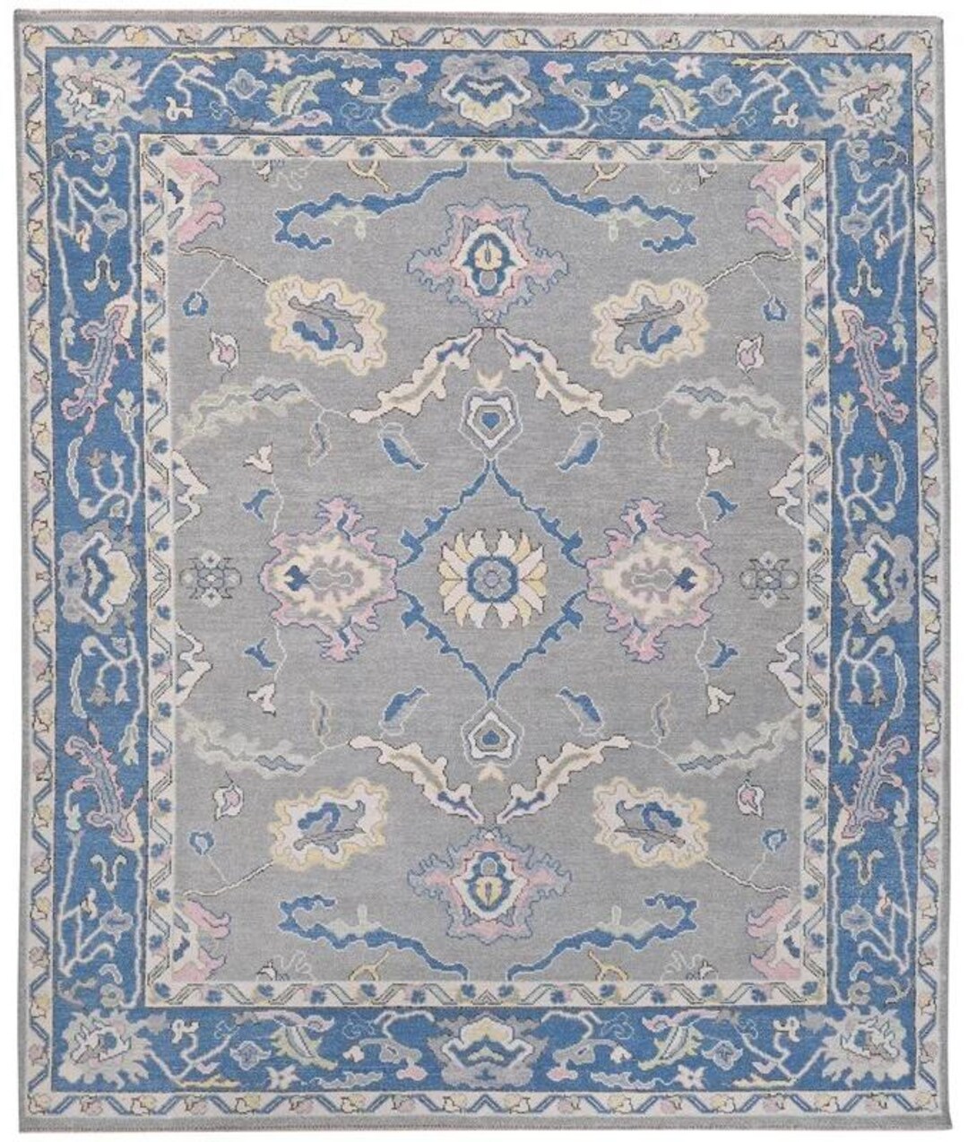 Hand Knotted Grey Blue Oushak Rugs Contemporary Modern Area Rugs ...