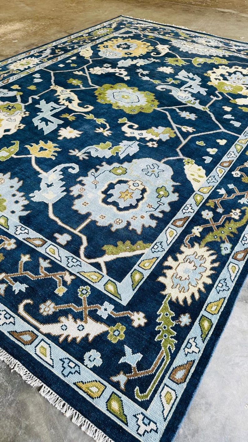 Handknotted Wool Oushak Rug: Dark Blue Turkish Starry Night Area Rug - Etsy