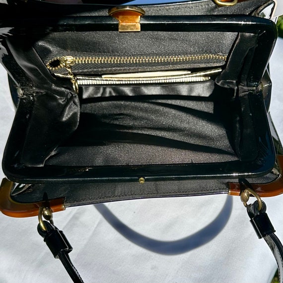 Crown Lewis Vintage Patent Leather 3 Compartment Hand… - Gem