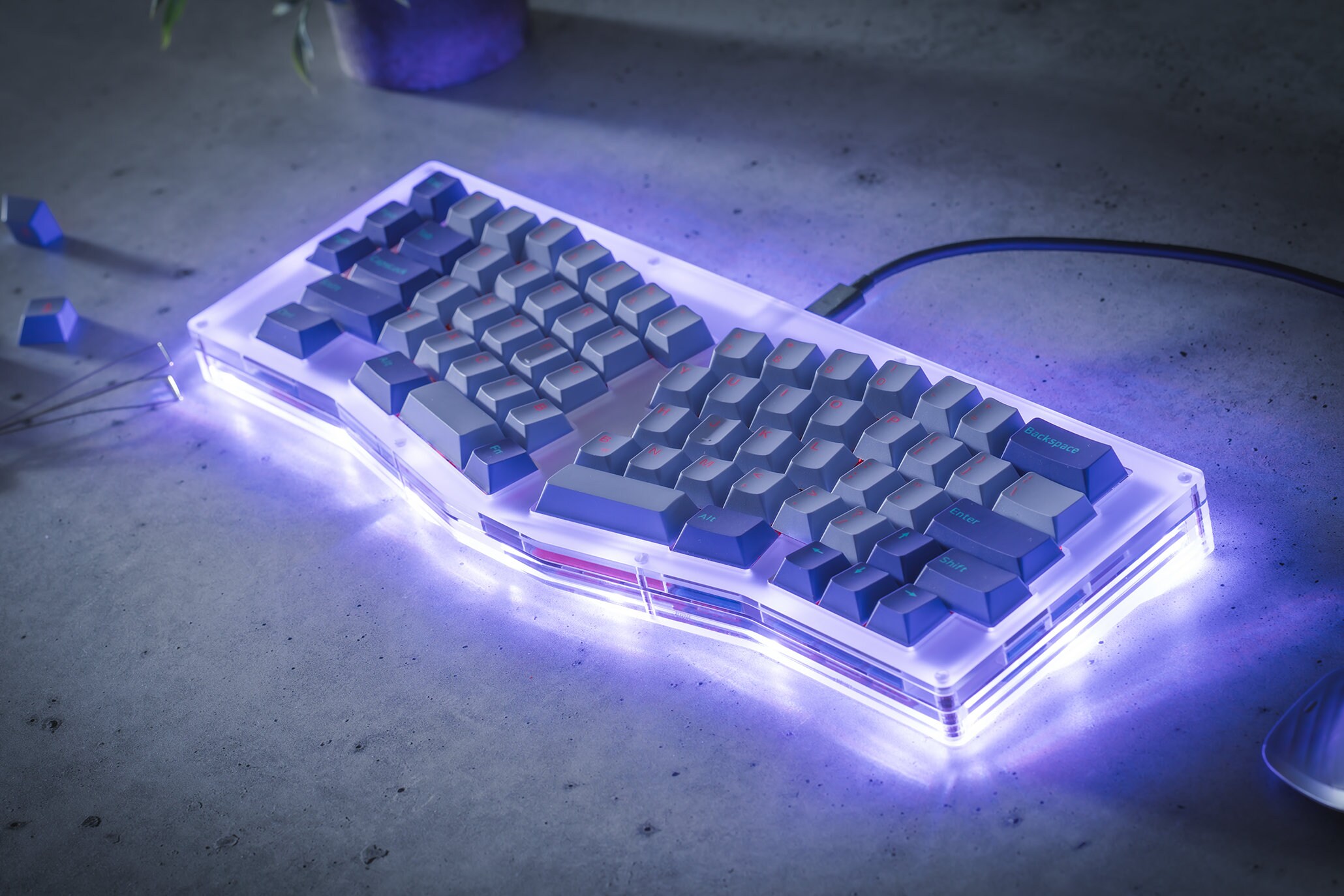 Complete Custom Keyboard and Wrist Rest Alice Layout With Nav Cluster ...