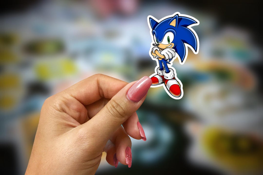 Sonic the Hedgehog Sticker Retro Sega Vinyl Decal Gamer Gift Fast Blue ...