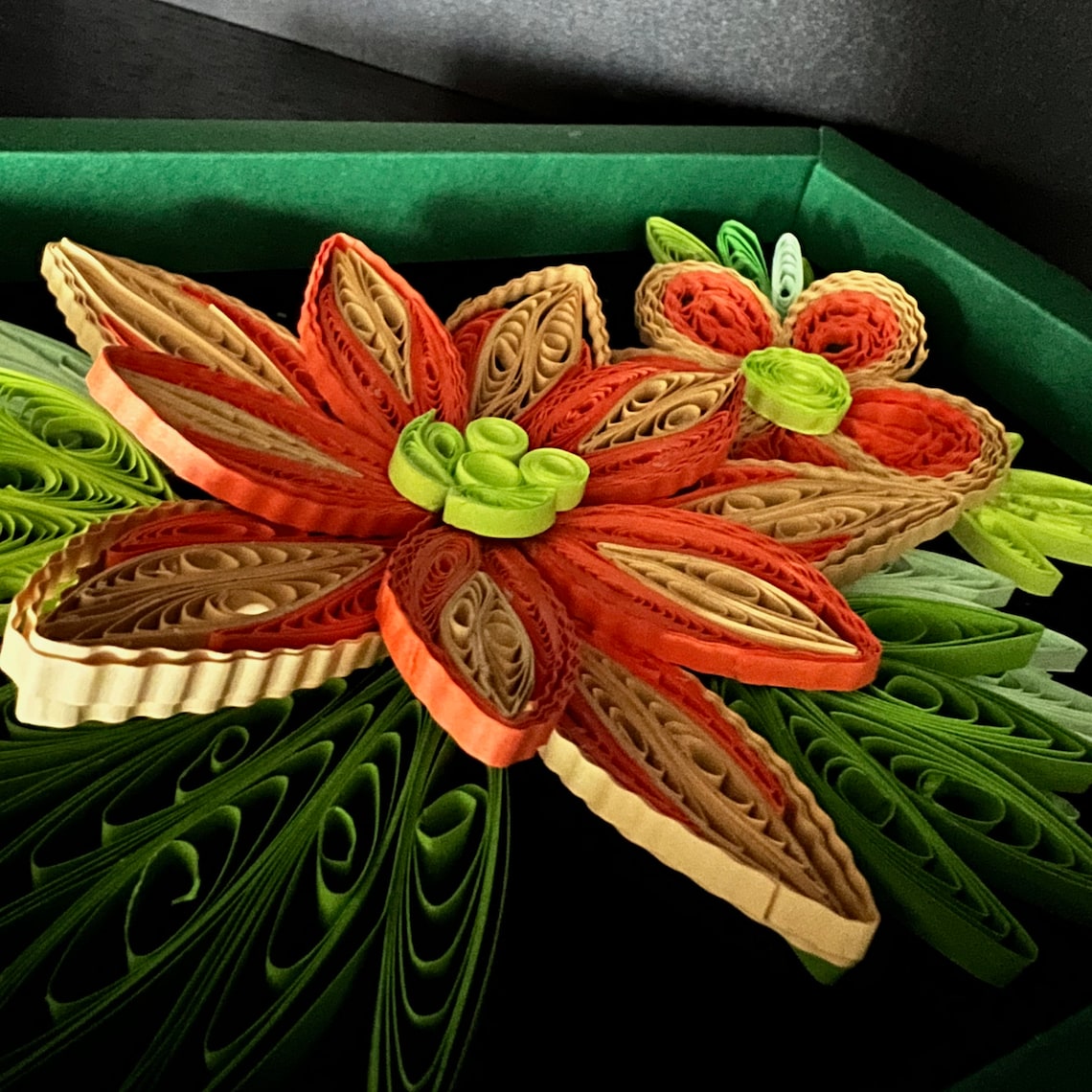 Paper Strips Art: Orange Flowers Quilling Artwork With Paper Frame ...