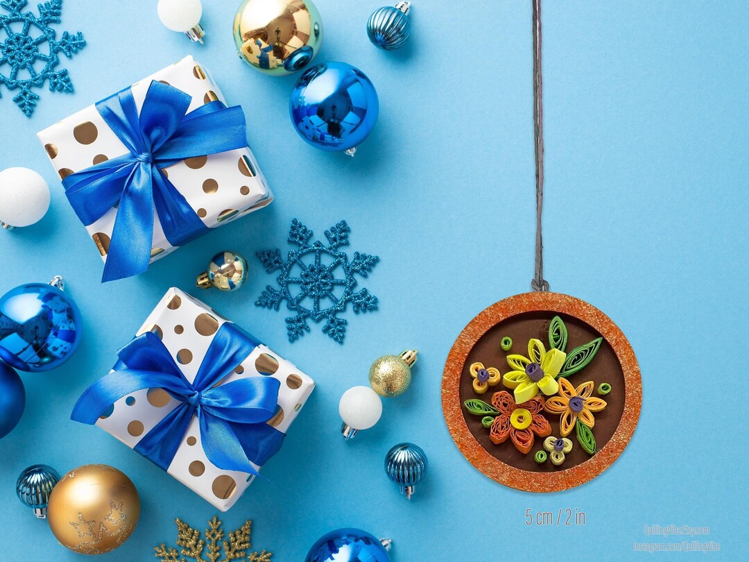 Miniature Paper Quilling Flower Ornament: 3D Dollhouse Decor (2 Inch ...