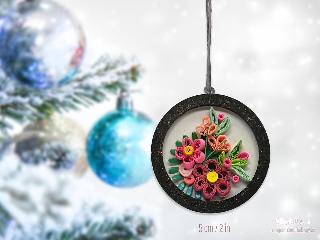 Miniature 3D Paper Quilling Xmas Ornament or Car Suncatcher; Mini Wall ...