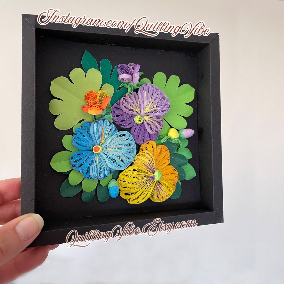 3D Paper Quilling Flowers Vibrant Quilled Pansies 15x15cm A6 Small Size ...