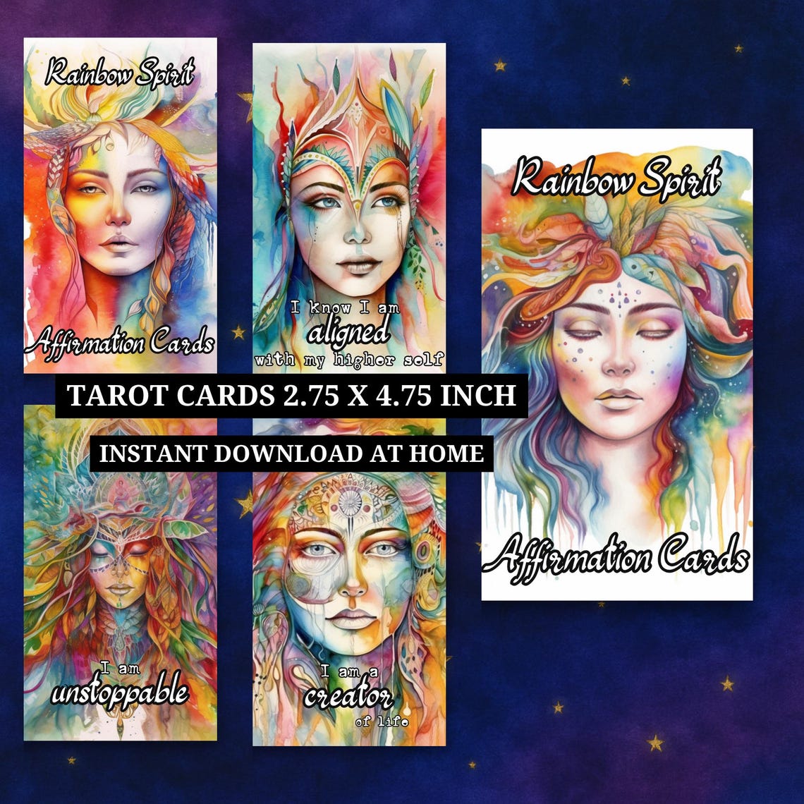 Rainbow Spirit, Oracle Affirmation Cards Digital Download - Etsy